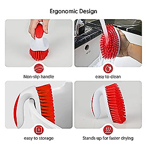 Carpet Scrub Brush Scrubber for Cleaning- EXEGO Shower Cleaning Brush with Handle Bathroom Stiff Bristle Brush Heavy Duty Scrubber for Bathroom Shower Sink Carpet TubTile Floor Cleaning -2 Pack