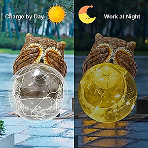 ANGMLN Owl Solar Lights Garden Outdoor, 3 Pack Solar Figurines Lights Decor Growing Orb Waterproof Cute Garden Statues for Patio Yard Lawn Clearance Ornaments
