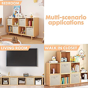 ShellKingdom Storage Bins, Foldable Fabric Storage Cubes And Cloth Storage Organizer Drawer For Closet And Toys Storage,2 Pack（Beige）