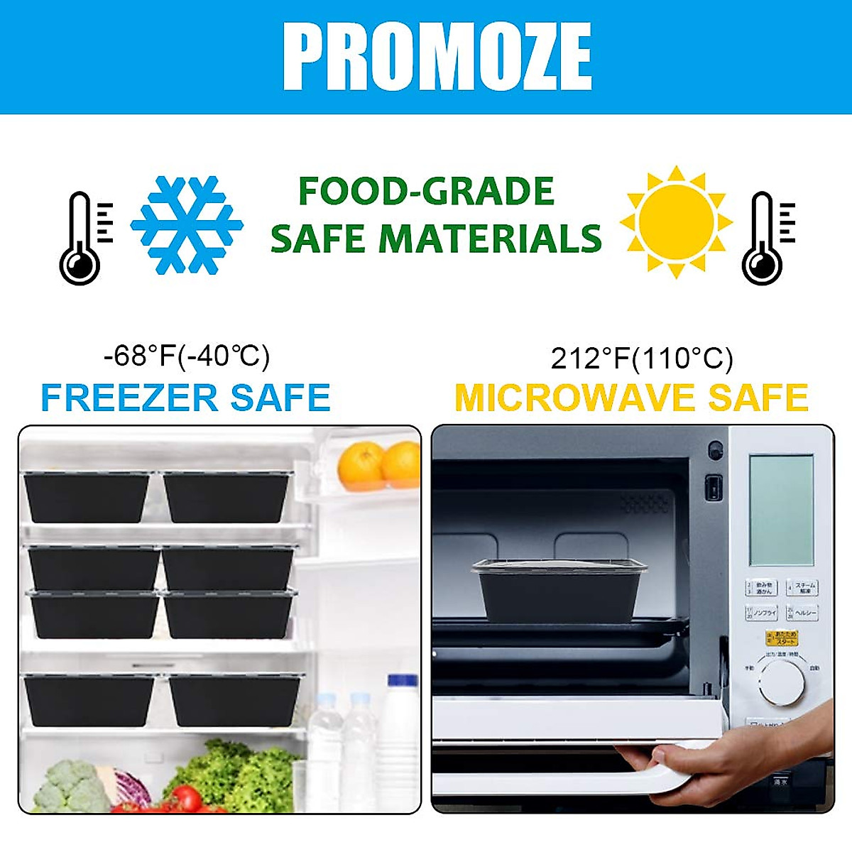 Oranlife Food Containers, 50 Pack Disposable Meal Storage Lunch Containers Plastic Insulated Reusable&Microwavable Bento Boxes with Lids for Dishwasher/Freezer Safe BPA FREE (750 ML/ 26 OZ)