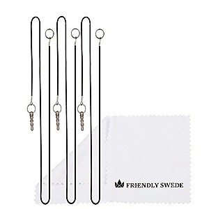 The Friendly Swede Extra Long Stylus Pen for Touchscreen — Set of 3 Thin-Tip High Precision Capacitive 7.3" Stylus Pens; Incl. Elastic Lanyards, 3 Replaceable Tips & Cleaning Cloth - Pink/Purple/Blue