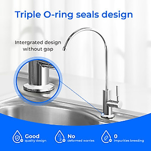 Waterdrop Polished Chrome Filtered Water Faucet, Drinking Water Faucet, Reverse Osmosis Faucet, RO Faucet, RO Water Faucet, Water Filter Faucet for Kitchen Sink, Stainless Steel, Lead-Free