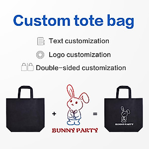 Scanect Custom Tote Bags 100 Pack, Personalized Logo Text, Bulk Grocery Bags, Reusable Shopping Bags Black