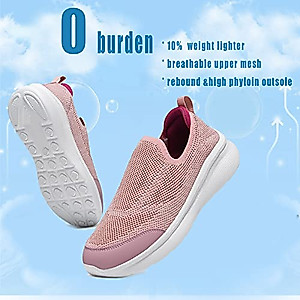 MAZURKA Shoes for Women Slip On Womens Women's Sneakers Wide Woman Walking Slip-On Black White Pink Grey Tan Width Wide Comfortable Fashion Athletic Soft Breathe Summer (Pink,Us Women Size 7)