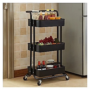 QUANJJ Kitchen Storage Rack Living Room Bathroom Office Rack Trolley Food Clothes Storage Box 3 Tiers (Color : D, Size : 86cm*42cm)