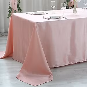 Tableclothsfactory 90x132 Rectangle Dusty Rose Wholesale Satin Tablecloth Banquet Linen Wedding Party Restaurant Tablecloth