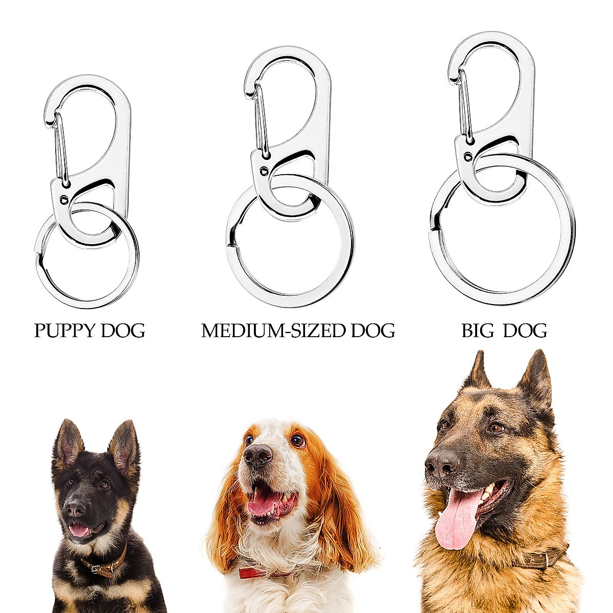 JOVITEC 3 Sets Dog Tag Clip Dog ID Tag with Rings Holder for Dogs and Cats Collars Harnesses