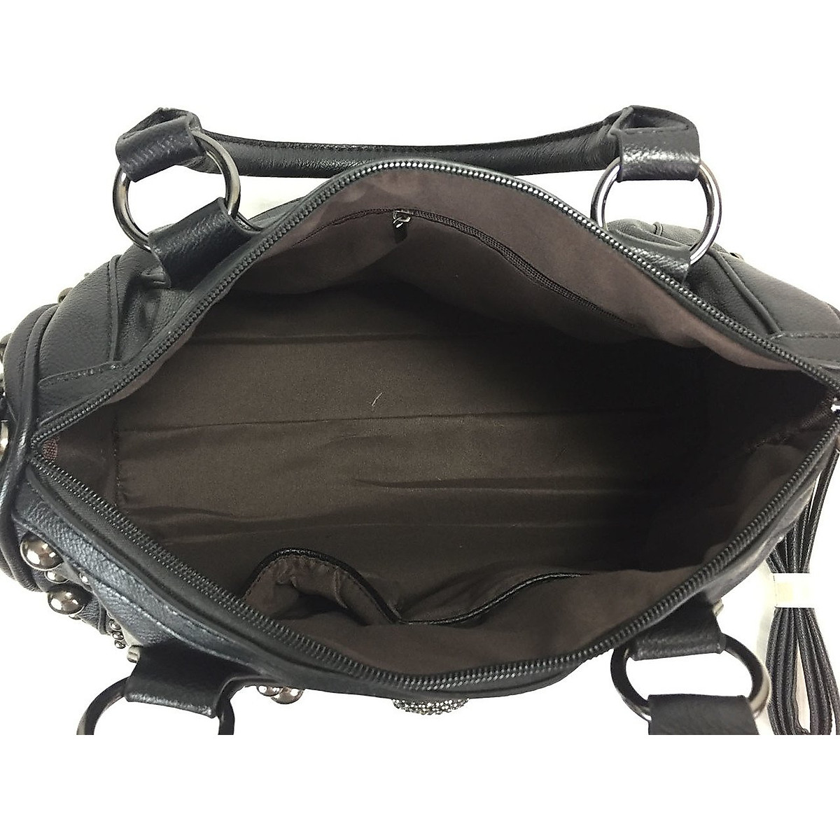 Zzfab Studded Skull Purse Satchel Black