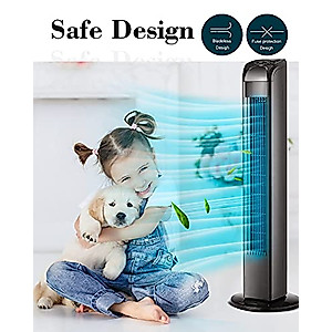 KEGIAN Portable Electric Oscillating Standing Floor Fan for Bedroom with Remote, 3 Wind Speeds 3 Modes, Quiet Cooling for Office,Home, Tower Fan 30" Black…