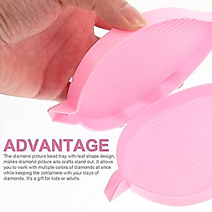 COHEALI 3pairs Tool Container Plate Diamonds for Art Organizers Cross of Bead Round Lids Nail Picture Diamond Craft Accessories with Leaf Tray Mosaic Painting Dotting Sorting