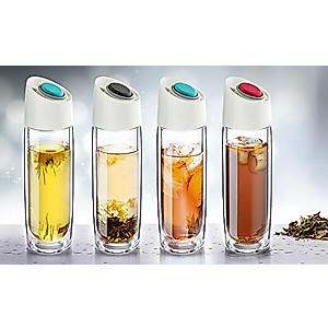 Asobu Simply Clear Insulated Glass Water Bottle/Travel Mug, 14-Ounce, Red