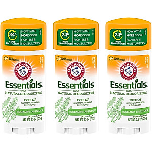 ARM & HAMMER Essentials Deodorant Fresh Rosemary Lavender 2.50 oz (Pack of 3)