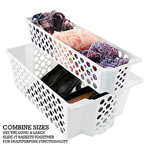 Organize Your Home Long Slide-It Baskets, 3 Pack, Stacking and Sliding Modular Storage, Great Organizing Bins for Pantry, Closet, Bedroom, Office, and all Storage, 21” x 6.3” x 4.4”