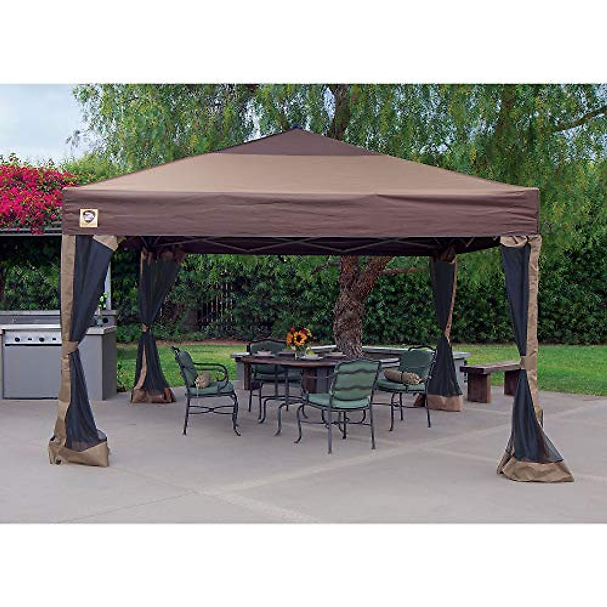 Z-Shade 10 x 10 Foot Lawn and Garden Event Outdoor Portable Canopy Gazebo Pop Up Shelter Tent with Skirts for Camping and Outdoor Parties, Tan