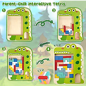 Wooden Blocks Puzzle Brain Teasers Toy Tangram Jigsaw for Kids 3D Russian Blocks Montessori STEM Educational Toy Pattern Blocks Gift for 3 4 5 6 7 Year Old Boys Girls