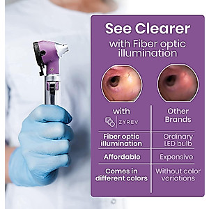 Zyrev ZetaLife Otoscope Set with 50 Extra Disposable Specula Tips, Purple