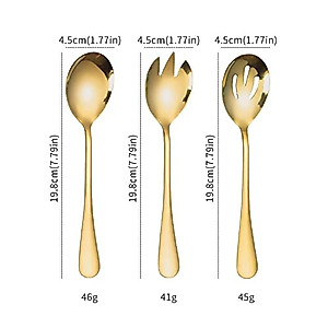 Cooking Spoons 3Pcs Salad Spoon Fork Stainless Steel Cutlery Set Serving Spoon Set Colorful Spoons For Dining Table Kitchen Gadget Table Spoons