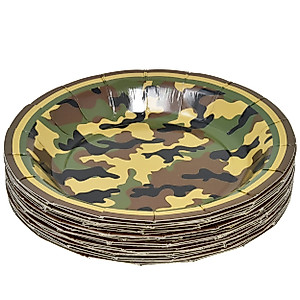 Gift Boutique 122 Pcs Camouflage Party Supplies Set Paper Plate Cup Napkin for Camo Hunting Army Military War Birthday Disposable Dinnerware Serves 24