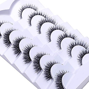 SQYlashes False Eyelashes Short Lashes Natural Look, Wispy Lashes Cat Eye 12mm - 7 Pairs, ZG67
