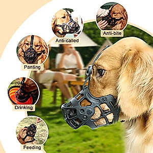 Dog Muzzle for Large Dogs, Dog Muzzles for Biting, Breathable Adjustable Basket Muzzle Comfortable for German Shepherd, Australian Shepherd, Golden Retriever, Labrador Retrieve-XL