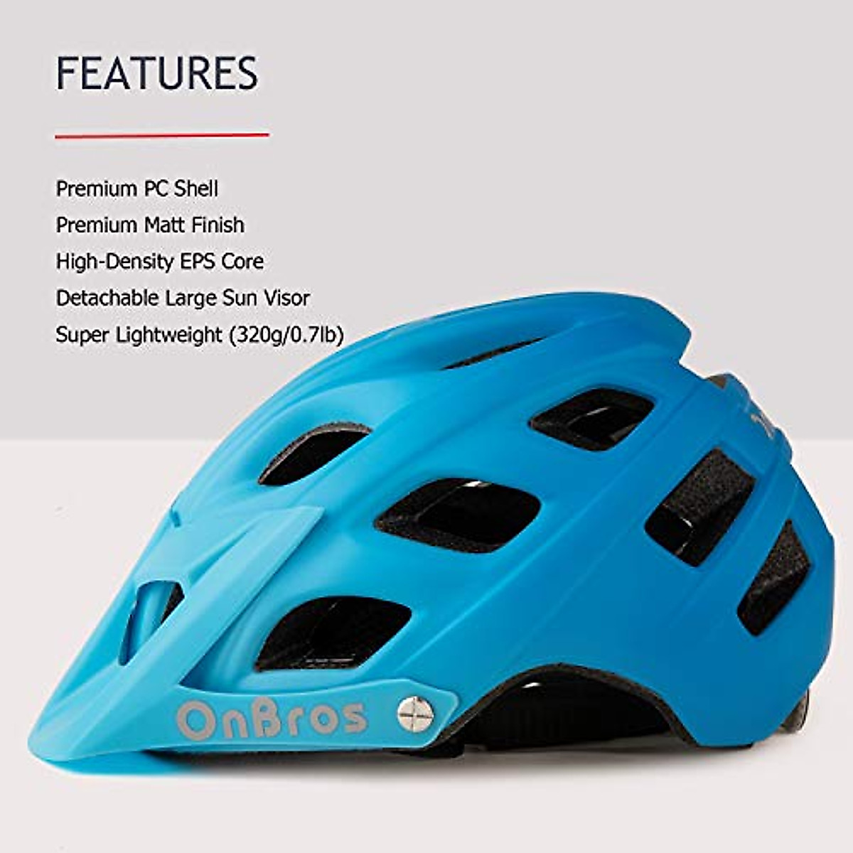 Bike Helmet, OnBros Mountain Bike Helmets for Men and Women, Bicycle Helmet with Visor, Lightweight Adult Bike Helmet, Skate Cycling Helmet
