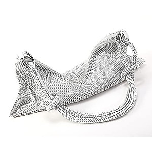 Chanrekenti Rhinestone Purse Sparkly purse for Women Silver Purse Evening Purse Rhinestones Handbags for Party Wedding (Siliver-3mm)