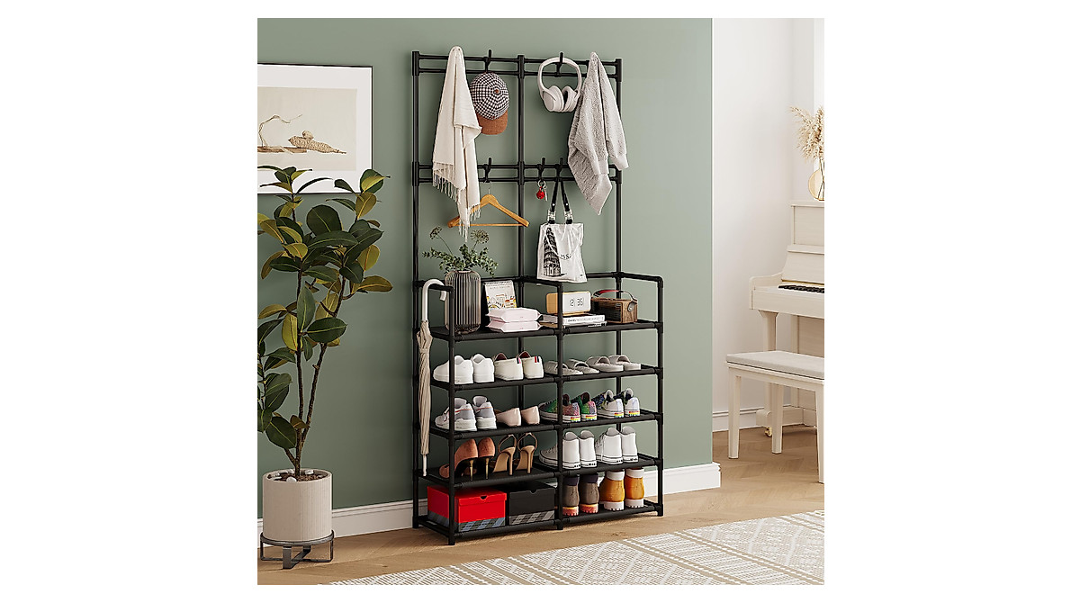 UDEAR 5-Tier Coat Rack with Shoe Organizer - Stylish Storage