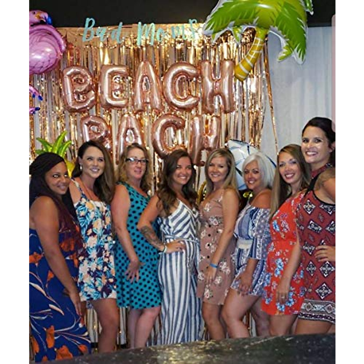 JeVenis Set of 5 Beach Bach Balloons Flamingo Bridal Shower Decor Beach Bachelorette Party Decorations Kit Bachelorette Party Balloons Beach Bachelorette Decor