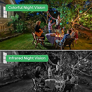 Vyze-Link Solar Security Camera Outdoor WiFi Wireless, Built-in Battery Powered, No Wire Needed, w/ 4 Spotlights, PIR Motion Detection, 2MP HD Video