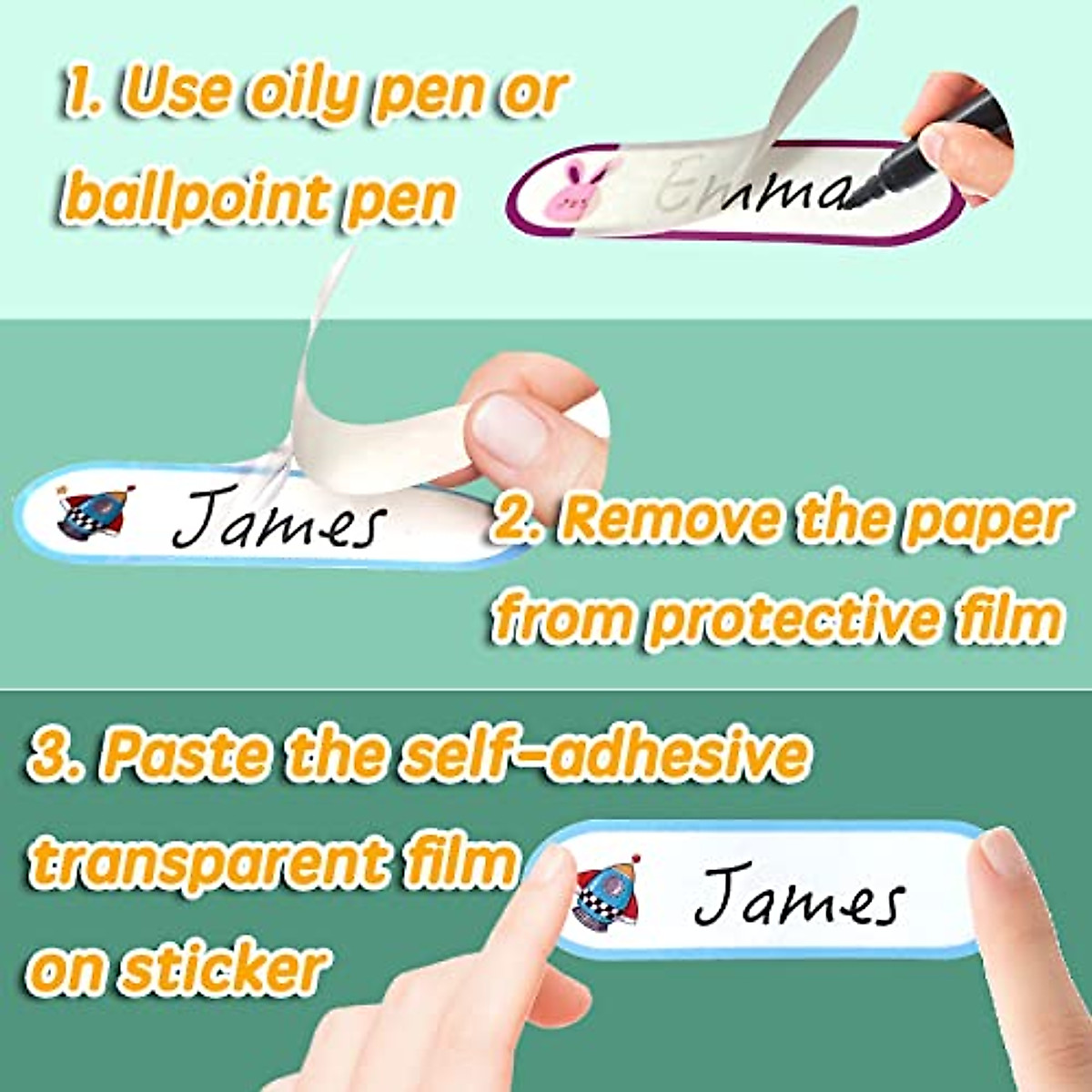 64pcs Baby Bottle Labels for Daycare Waterproof Name Stickers for Kids Toddlers Nursery Daycare Essentials Self-Laminating Write-on Name Labels Personalized