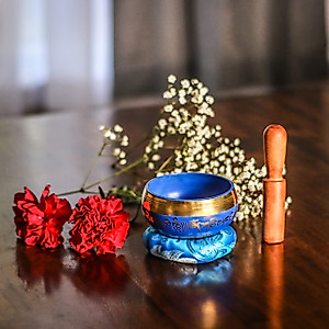 3.7" Tibetan Chakra Singing Bowl Set with Mallet and Carry Bag by Trademark Innovations