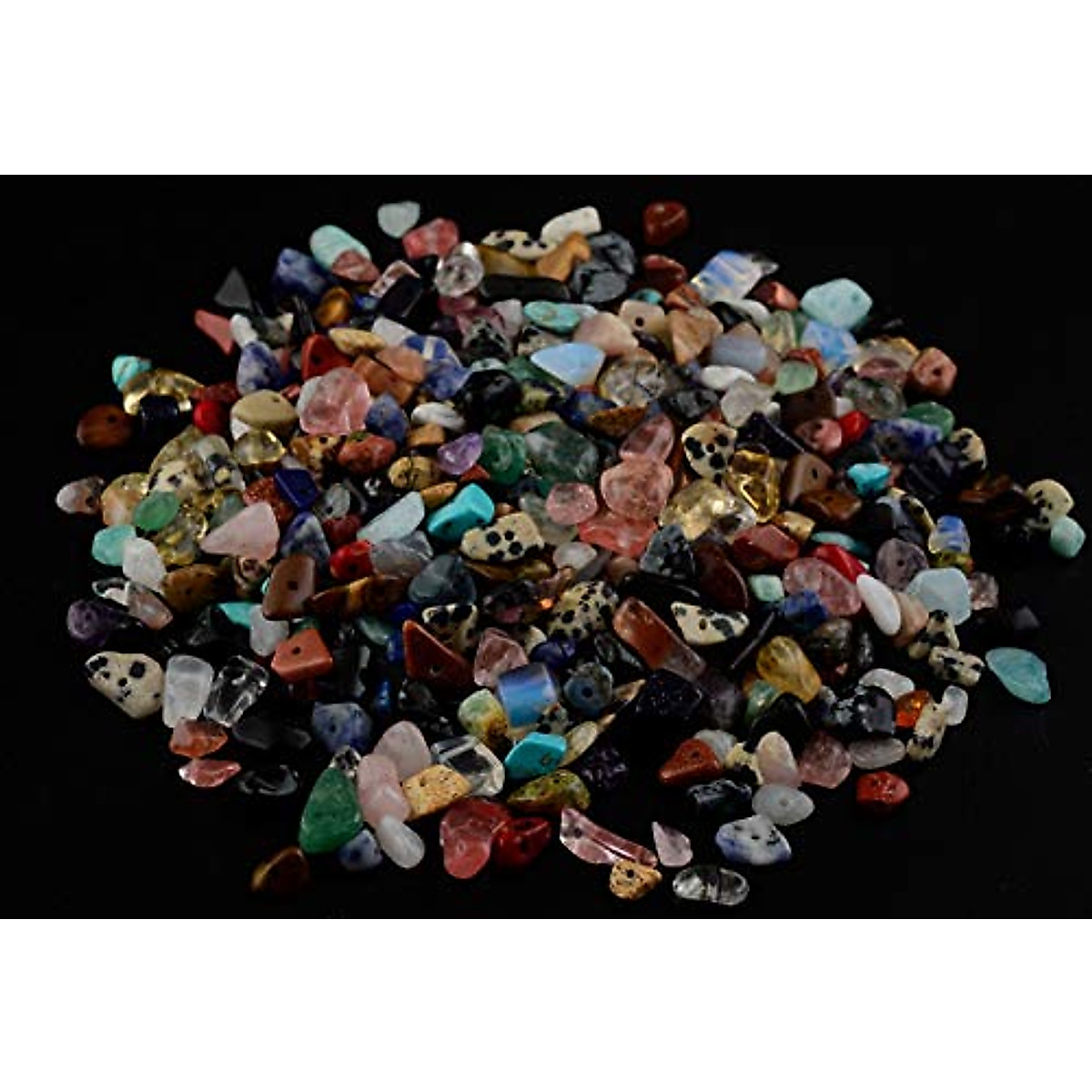 Natural Chip Stone Beads Multicolor 5-8mm About 400 Pieces Irregular Gemstones Healing Crystal Loose Rocks Bead Hole Drilled DIY for Bracelet Jewelry Making Crafting (5-8mm, Multicolor)