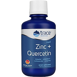 Trace Minerals Liquid Zinc Plus Quercetin - Digestive & Immune Health Supplement - Mineral Supplement with Zinc & Quercetin - Antioxidant & Heart Health Support - Orange Mango, 16 fl oz (32 Servings)