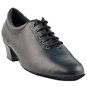 Women's Ballroom Dance Shoes Salsa Latin Practice Dance Shoes Black Leather 2601EB Comfortable - Very Fine 1.5" Heel 8 M US [Bundle of 5]
