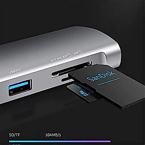 ZPLJ High-Speed 7-in-1 Ultra Slim Data Hub with Ethernet Port 4K HDMI 2 USB 3.0 Ports PD Charging Dual Support SD TF Card Reader Compatible for Flash Drive Laptops USB Hub Adapter Portable