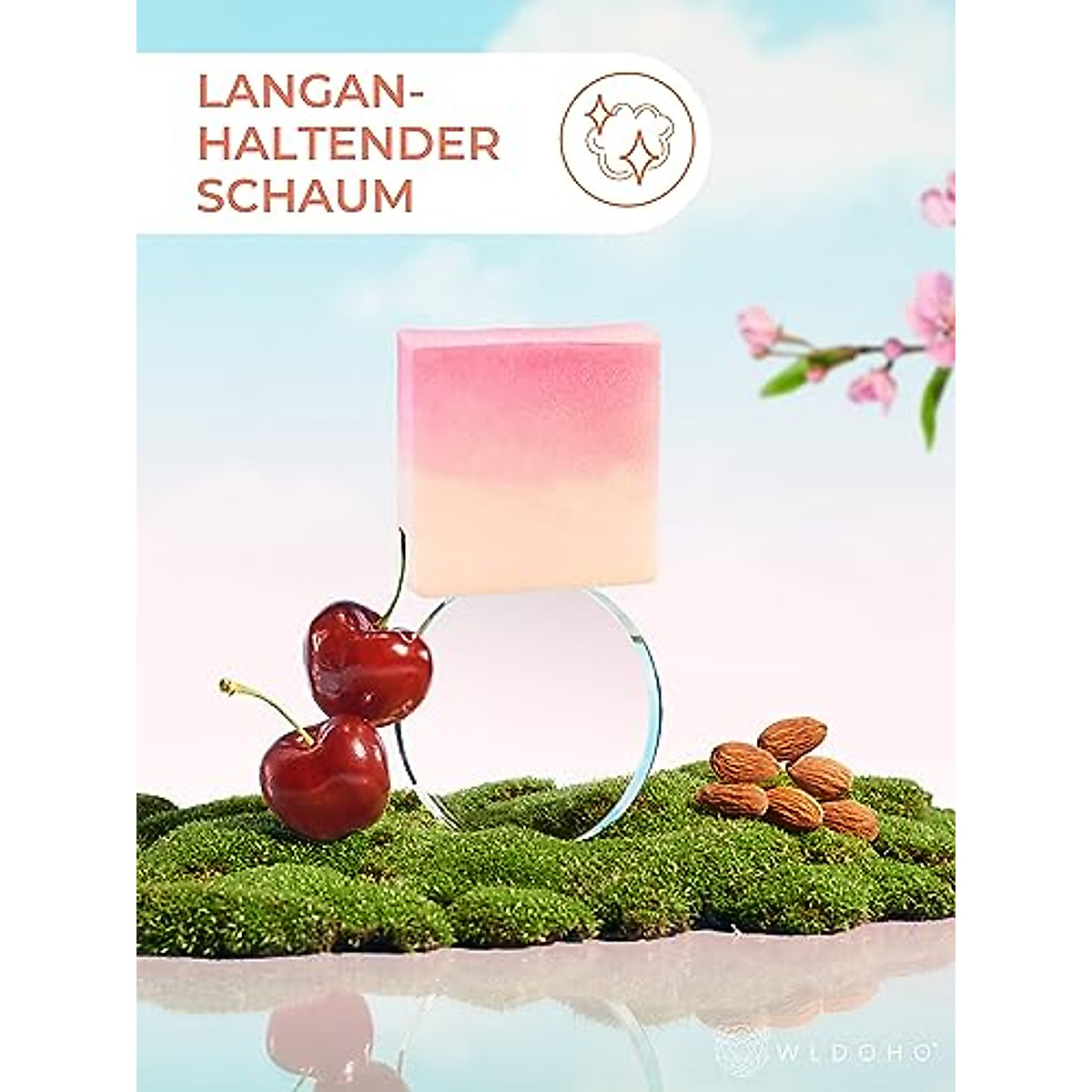 WLDOHO Shaving Soap for Women - Firm Shave Soap with Beautiful Scent - Vegan and Long-lasting Shaving Foam Sexy Cherry