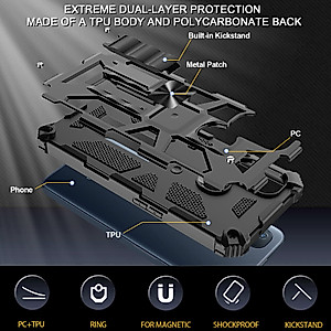 Ailiber Compatible with OnePlus Nord N100 Case with Screen Protector, for Magnetic Car Mount, Kickstand Holder, Rugged Shockproof Bumper Military Grade Armor Protective Cover 1+Nord N100-Black