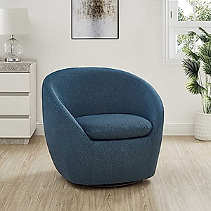 Amazon Basics Swivel Accent Chair, Upholstered Armchair for Living Room, Navy