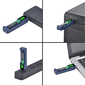 Tectra 4pcs AAA Ni-MH Rechargeable AAA Batteries with LED USB Charger for Wireless Keyboard and Mouse, Clocks, Remotes, Toys & Electronic Devices