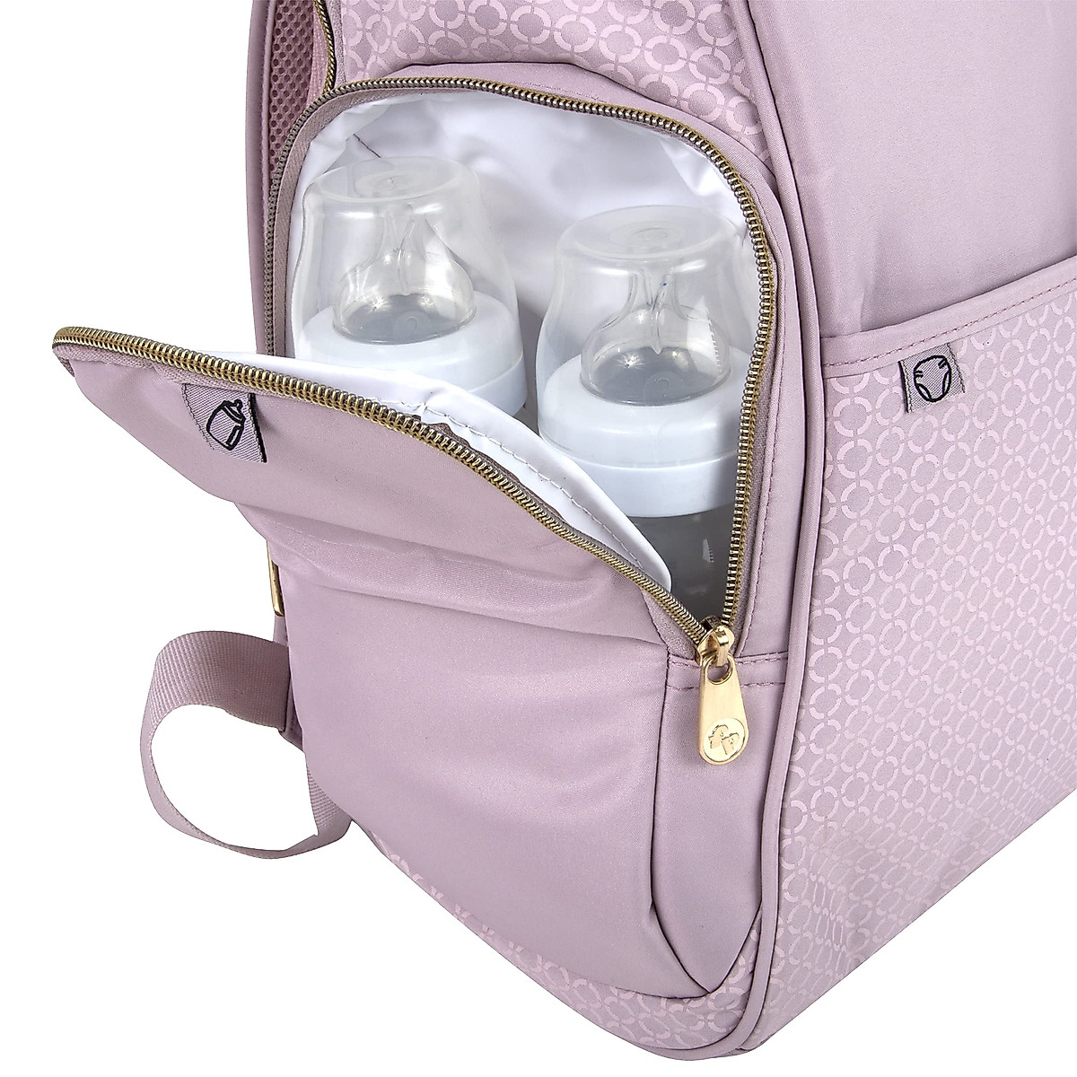 Fisher-Price Fastfinder Gemma Diaper Bag Backpack with Portable Changing Pad, Wipes Dispenser (Pink)