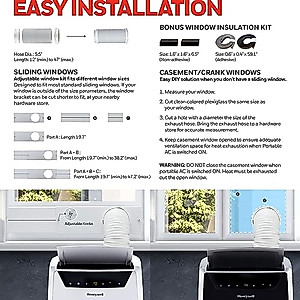 Honeywell Portable Air Conditioner w Heat Pump, Dehumidifier & Fan, Cools & Heats Rooms Up to 700 Sq. Ft. w Remote & Advanced LED Display