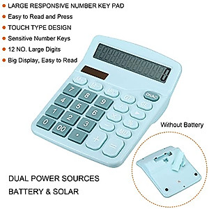 PATIKIL Desk Calculator, 2 Pack Standard Function 12 Digits Large LCD Display Electronic Calculator Solar Battery Dual Power for Home Office Desktop, Blue