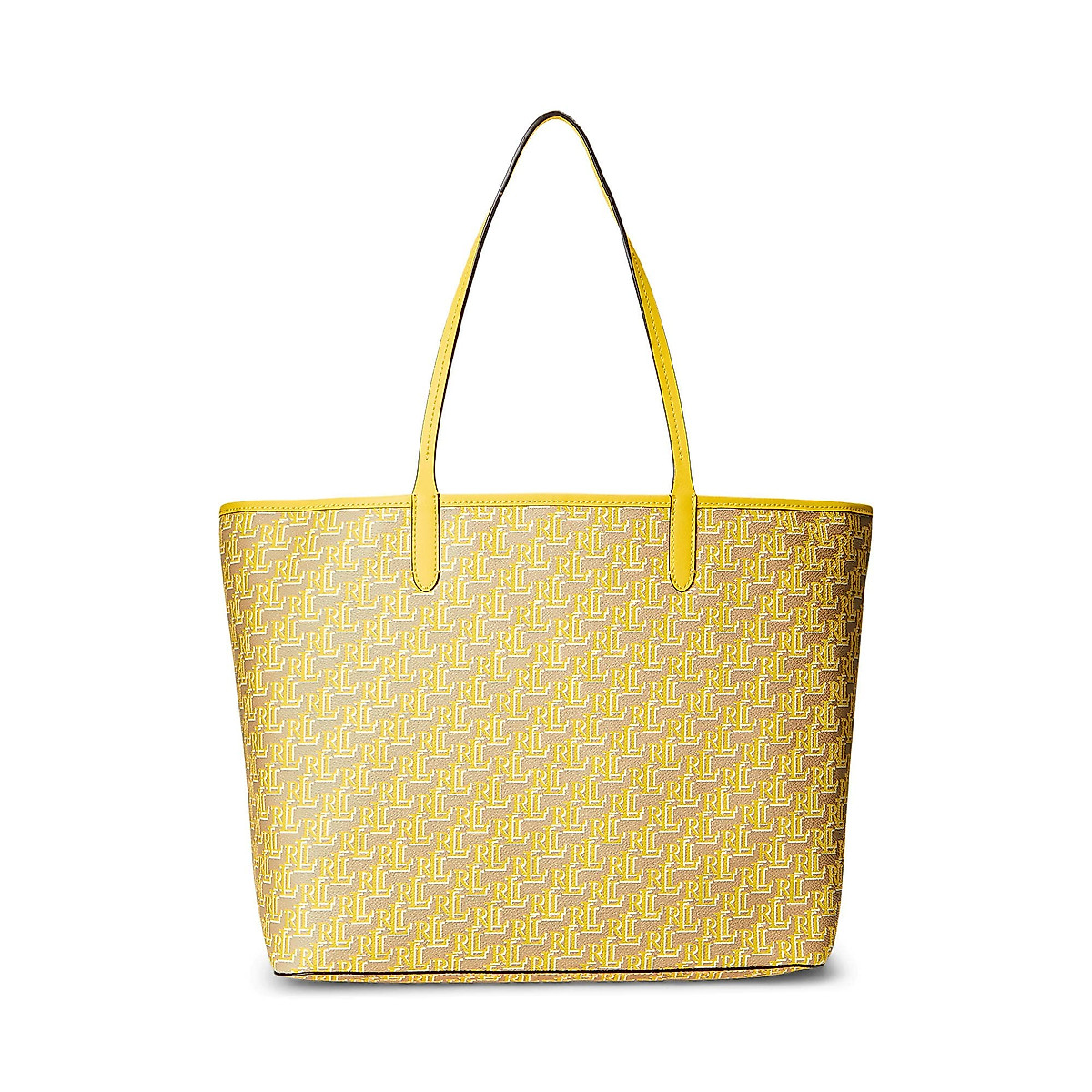 LAUREN Ralph Lauren Coated Canvas Medium Collins Tote Birch Tan/Parchment/Yellow Lily One Size