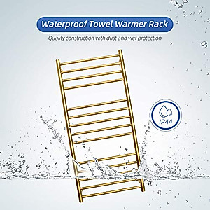 BERGOTO Towel Warmer Rack Home Bathroom 14 Bar Stainless Steel Space Saving Plug-in Wall Mounted Cloth Towel Heated Drying Rack Gold/Black (Gold)