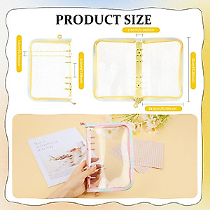 NEWEST A6 Clear Binder Cover with Zipper, 6-Ring Pink Gradient A6 Budget Binder Shell for Cash Budget System, Glitter PVC Refillable Notebook Binder Cover for Planner Journal Photo Album Diary Folder