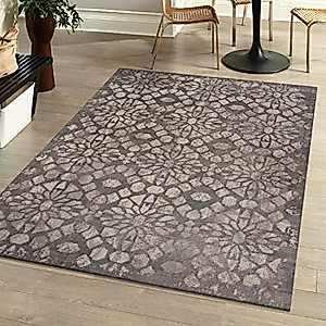 JONATHAN Y MDP405A-8 Roma Ornate Geometric Tile Indoor Area-Rug Vintage Transitional Contemporary Casual Easy-Cleaning Bedroom Kitchen Living Room Non Shedding, 8 X 10, Grey
