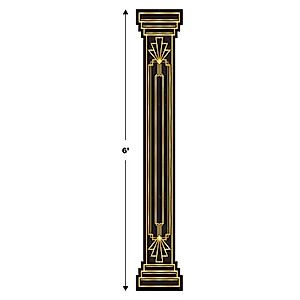 Beistle 4 Piece Roaring 20's Column Pull Down Cut Outs 1920's Theme Awards Night Party Decorations, 6', Black/Gold