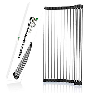 Roll Up Dish Drying Rack in Sink Stainless Steel Kitchen Folding Rack Over Sink Dish Drainer16.9’’(L) x10.2’’(W)