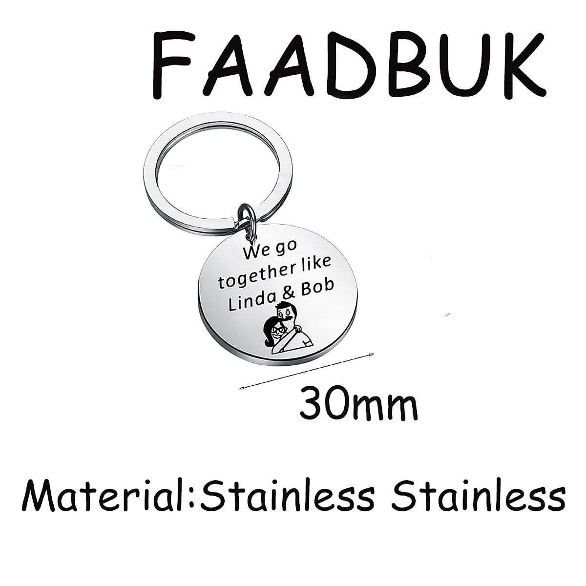 FAADBUK Bob's Burgers Inspired Gift Couple Keychian Set You’re the Linda to my Bob Valentine’s Day Gift (Go Together Linda Bob)