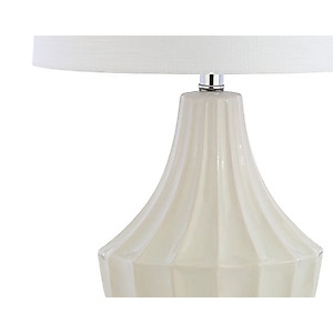 JONATHAN Y JYL8018C Tate 24.5" Ceramic LED Table Lamp Contemporary Transitional Bedside Desk Nightstand Lamp for Bedroom Living Room Office College Bookcase LED Bulb Included, Cream